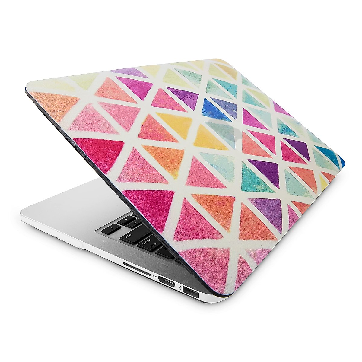 KECC Laptop Case for MacBook Air 13" w/ Keyboard Cover Plastic Hard Shell Case A1466/A1369 2 in 1 Bundle (Color Triangles)