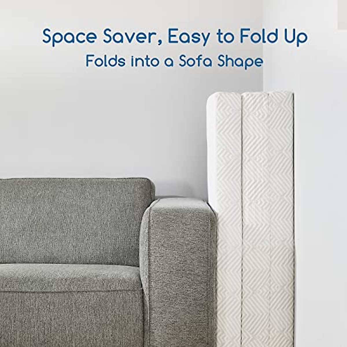 MyAnts Folding Mattress - 4 inch Portable Tri-fold Cooling-Gel Memory Foam Foldable Mattress Topper with Washable Soft Cover Non-Slip Bottom, Camping Mattress Floor Guest Bed, 75" x 39" Twin Size