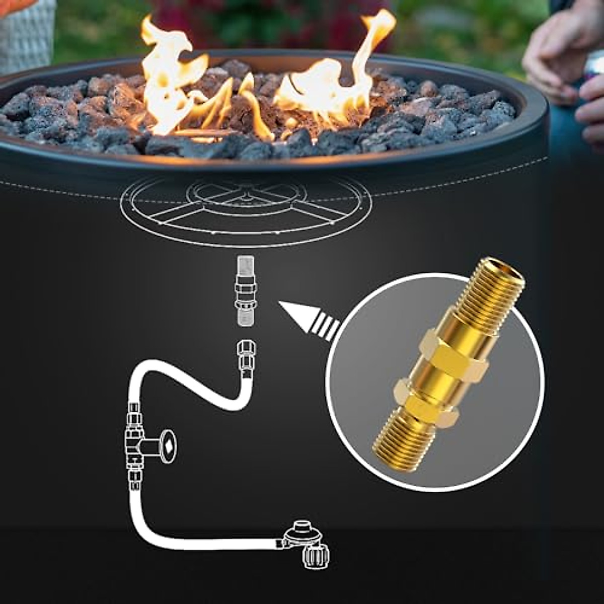 onlyfire 1/2" LP Air Mixer Valve for Propane Gas Fire Pits and Fireplace, 150K BTU High Capacity, Solid Brass Air Mixture