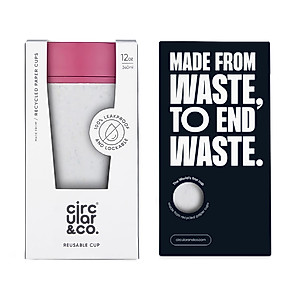 Circular & Co Reusable Coffee Cup - 12oz - 100% Leakproof Travel Mug - Made from Recycled Coffee Cups - Sustainble Coffee Tumbler - 360 Drinking - BPA Free - Dishwasher Safe
