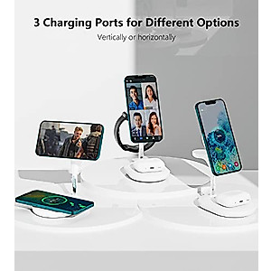 Wireless Charging Station for Multiple Devices Apple, 3 in 1 Wireless Charger Stand Mage-Safe Charger Charging Dock for iPhone 14 13 12 Series iWatch AirPods