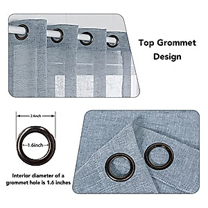 BONZER Burlap Linen Sheer Curtains for Living Room - Grommet Top Sheer Drapes 63 inches Length Light Filtering Voile Window Curtain for Bedroom, Set of 2 Panels (54 x 63 Inch, Sky Blue)