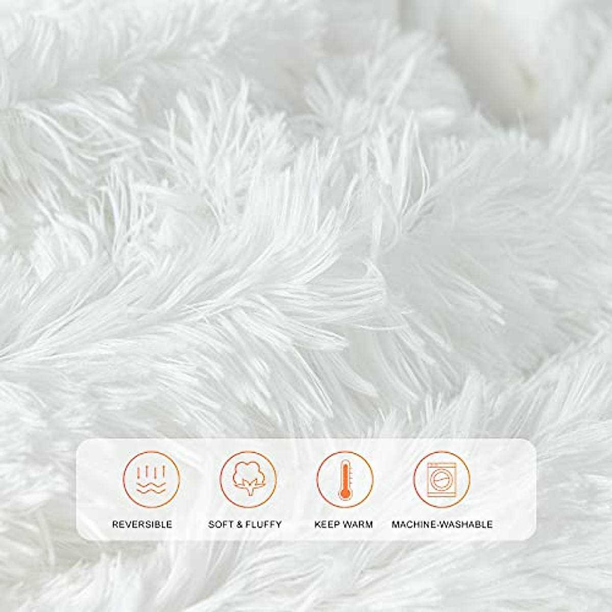 Soft Fuzzy Faux Fur Throw Blanket,50"x60",Reversible Lightweight Fluffy Cozy Plush Fleece Comfy Furry Microfiber Decorative Shaggy Blanket for Couch Sofa Bed,Pure White