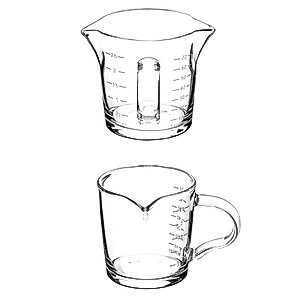 QWORK Espresso Shot Glass with Handle, 2 Pack 3-Ounce Double Spout Glass Measuring Cup Triple Pitcher Milk Cup with Two Scales (OZ&ML)
