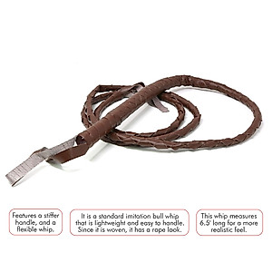 Skeleteen Faux Leather Brown Whip - 6.5' Woven Costume Accessories Whips - 1 Piece