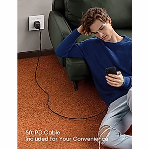 USB C Fast Charger, KOVOL Sprint 25W Super Fast Charger, Foldable Type C Wall Charger PPS PD for Samsung Galaxy S21/S21+/S21 Ultra/S20/Note 20/iPad Pro/iPhone, and More (5ft Charging Cable Included)