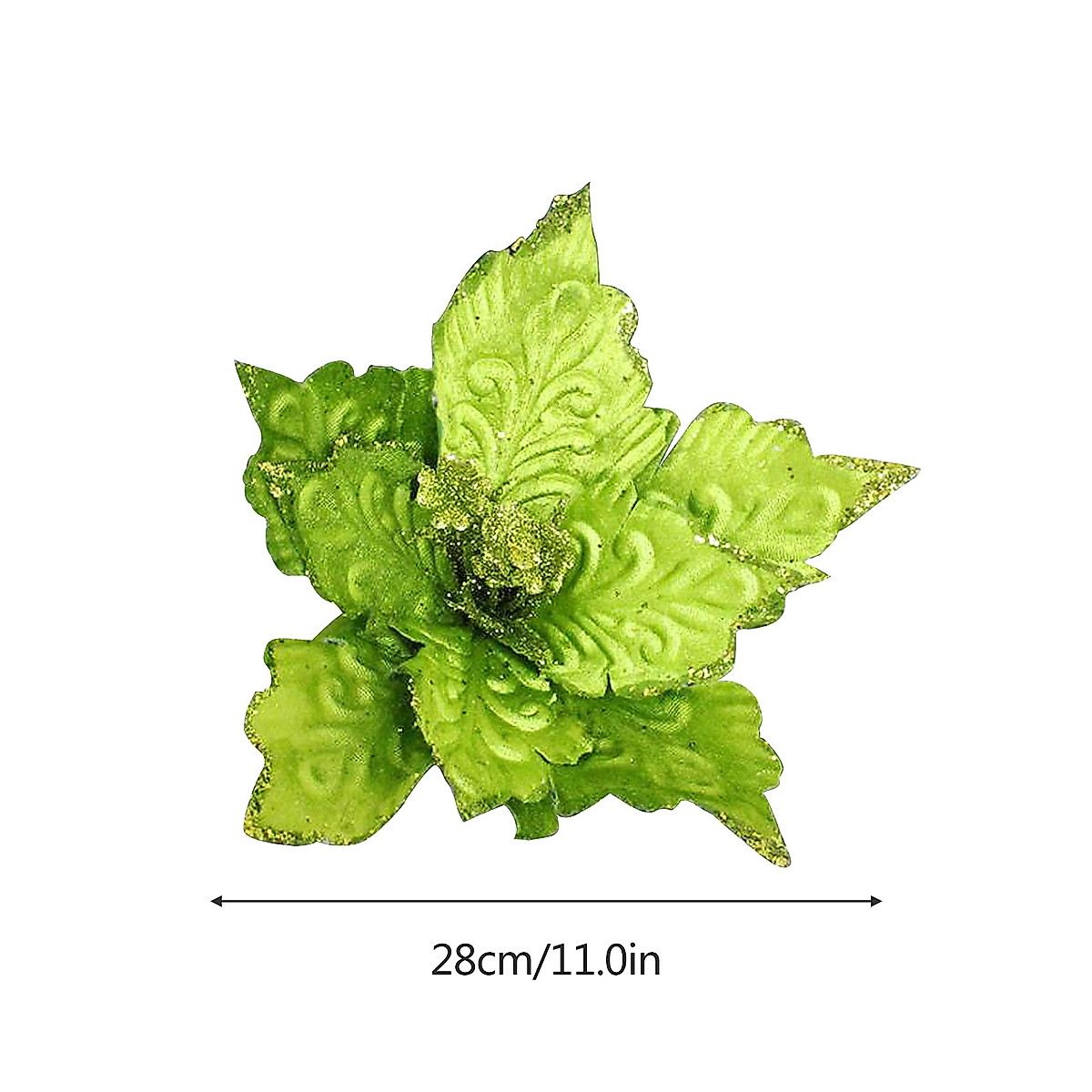 Sucpur 6Pcs Christmas Red Poinsettia Flower, 11 Inch Artificial Glitter Floral Heads Flower Plastic DIY Garden Velvet Decoration Wreath Home Artifical Flowers, White, 210608QY01-5-6-10049-2006202041