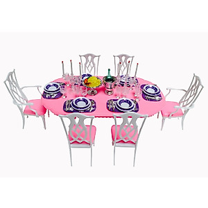 Irra Bay Dollhouse Furniture - Pink Dinning Table Set