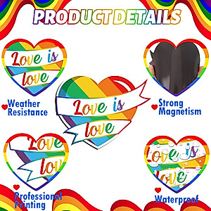 Fabbay 12 Pieces Rainbow Magnetic Stickers Car Magnet Bumper Sticker Gay Pride Rainbow Car Magnet Heart Love Rainbows Magnet Decal for Pride Day Parade Car Bumpers Refrigerator Decorations