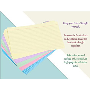1InTheOffice Index Cards 5 x 8 Ruled Colored, Assorted 200/Pack