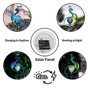 Viveta Garden Solar Lights Decorative, 2 Pack Metal Peacock Solar Lights Stake for Outdoor Garden Patio Yard Lawn Decorations