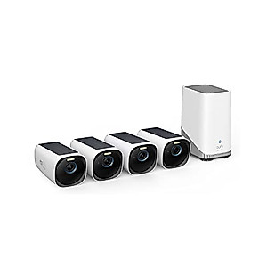 eufy Security eufyCam 3 4-Cam Kit, Security Camera Outdoor Wireless, 4K Camera with Integrated Solar Panel, Forever Power, Face Recognition AI, Expandable local storage up to 16TB, Spotlight, No Month