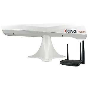 KING KF1000 Falcon Automatic Directional WiFi Antenna with WiFiMax Router and Range Extender - White