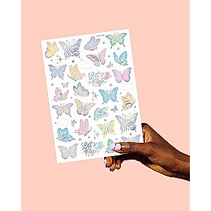 xo, Fetti Pastel Butterfly Temporary Tattoos - 70 Foil Styles | Rainbow Fairy Birthday Party Decorations, Monarchs, Heart Favors, Flowers, Garden Arts and Crafts, Baby Shower Decor