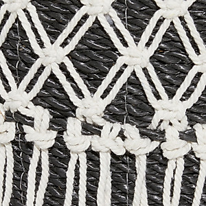 Set of 2 Black Banana Leaf Bohemian Storage Basket 19", 18"H