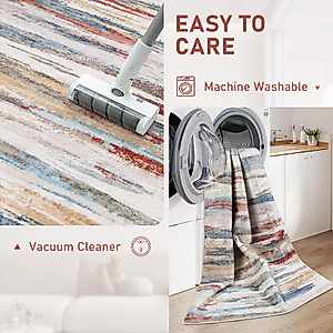 Collive Washable Runner Rug 2x6 - Colorful Striped Bathroom Runner Rugs Non Slip Runners for Hallway Modern Abstract Bedroom Runner Rug Floor Carpet for Kitchen Laundry Entryway