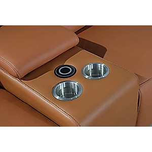 Blackjack Furniture Venice 8 Piece Sectional Sofa with 4-Power Recliners, Features Adjustable Headrest, Lumbar Support, USB and Wireless Charging Station, Extra Large Storage, 2 Consoles, Camel