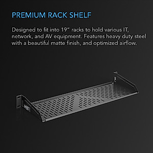 AC Infinity Vented Cantilever 1U Universal Rack Shelf, 6" Deep, for 19” Equipment Racks. Heavy-Duty 2.4mm Cold Rolled Steel, 40lbs Capacity