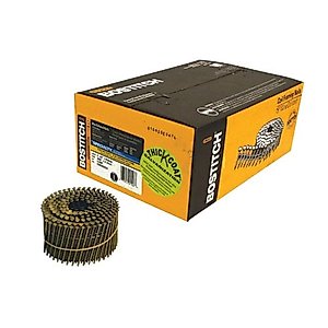 BOSTITCH Siding Nails, Wire Collated Coil, Thickcoat Galvanized, 15-Degree, Ring Shank, 2-1/2-Inch x .090-Inch, 3600-Pack (C8R90BDG)