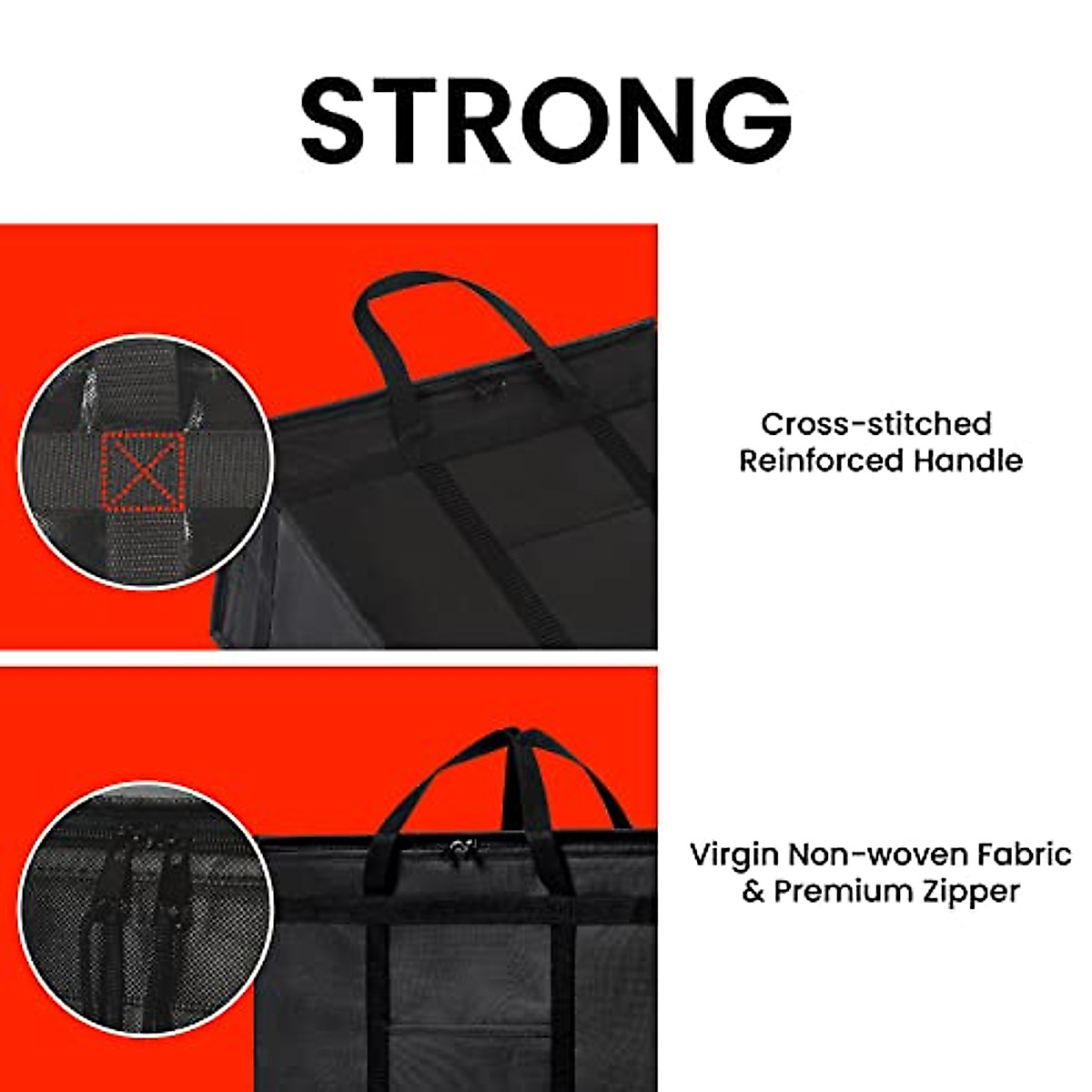 NZ home Insulated Cooler Bag (XL Plus, 2 pack) for Food Delivery & Grocery Shopping with Zippered Top, Black