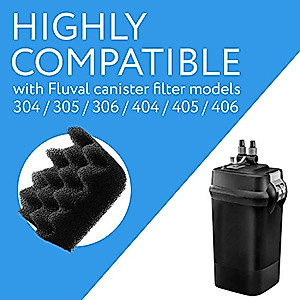 Evergreen Pet Supplies 4-Pack Fluval-Compatible Replacement Foam Filters - Works with 304/305/ 306/404 / 405/406 Aquarium Canister Filter Models - Equivalent to Bio-Foam A237 - by Impresa Products
