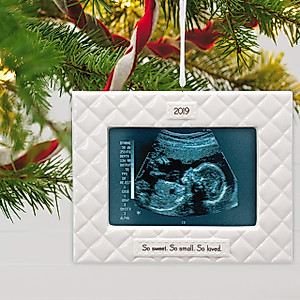 Hallmark Keepsake Christmas Ornament 2019 Year Dated Already Loved New Baby Sonogram Photo Frame Porcelain,