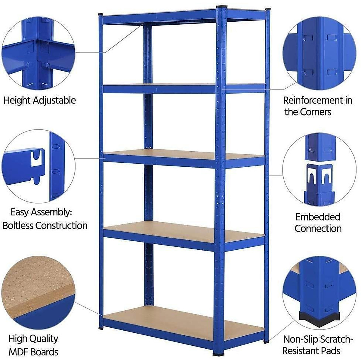 Garage Shelving Units Heavy Duty Racking Shelves for Storage -5 Tier (175KG Per Shelf), 875KG Capacity for Workshop, Shed, Office,5 Year Warranty,H148 x W70 x D30cm/ 58.27 x 27.56 x 11.81 inches