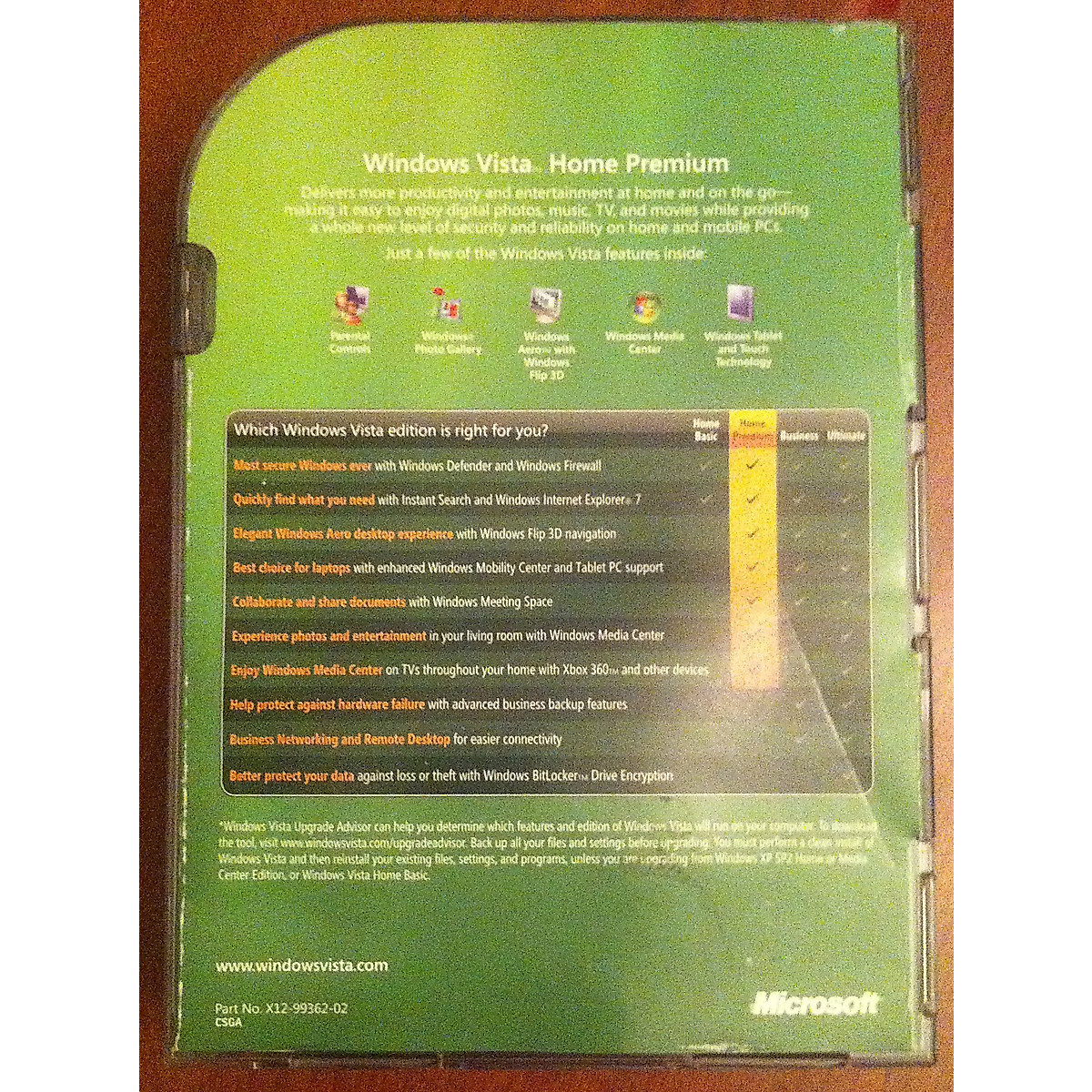 Microsoft Windows Vista Home Premium Upgrade DVD - Old Version
