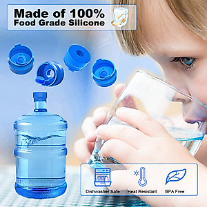 MYLOLF 3 & 5 Gallon Water Jug Cap, Reusable Food Grade Silicone Replacement Cap for 55mm Standard/Screw/Crown Tops Water Bottle and Water Dispensers, Non-Spill & Leak Free - 3PCS