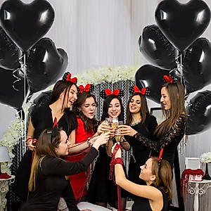 TONIFUL 30Pcs 18 Inch Black Heart Balloons Black Heart Shape Foil Mylar Balloons Decoration for Birthday Valentine's Day Wedding Bridal Shower Anniversary Engagement Party Supplies