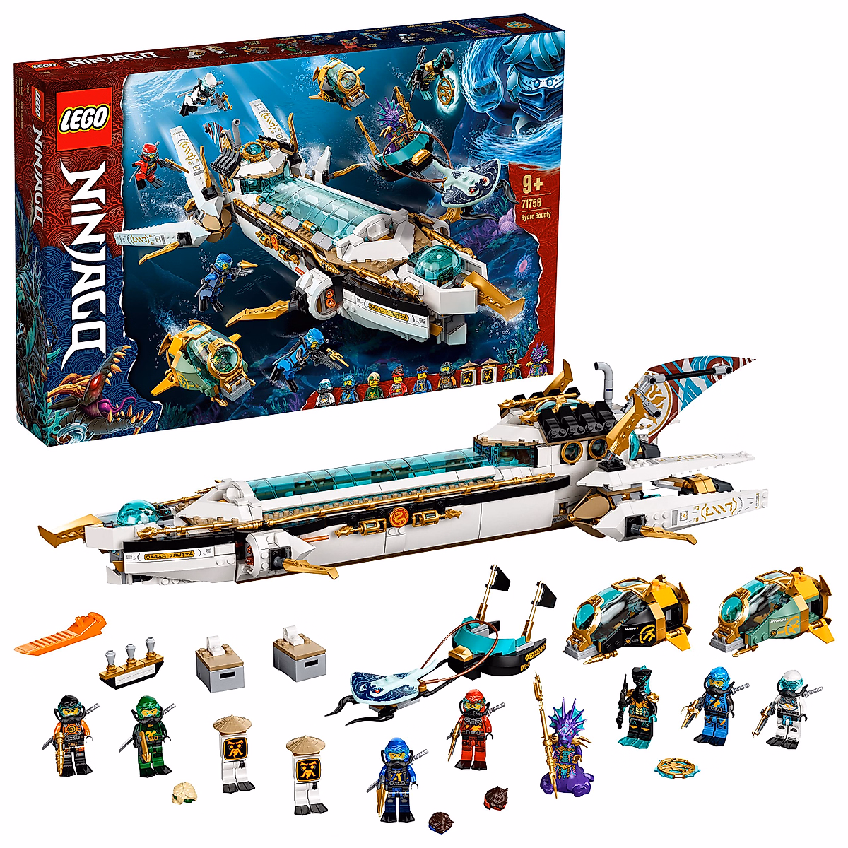 LEGO 71756 NINJAGO Hydro Bounty Building Set, Submarine Toy with Kai and NYA Minifigures, Ninja Toys, Gifts, Presents for Kids, Boys, Girls Age 9 Plus Years Old