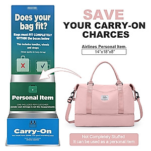 Travel Duffel Bag with Shoes Compartment, Overnight Weekender Bags for Women,Carry on Personal Item Bag