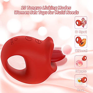 Adult Toys Vibrator for Women, Unique Ring Handle Design Women Sex Toys, 10 Vibration Modes &10 Tongue Licking G Spot Vibrator Stimulator, Waterproof Adult Couples Sex Toys for Clitoral, Nipple, Anal
