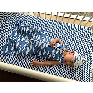 BaeBae Goods Fitted Baby Crib Sheets for Boys and Girls, 3 Pack, Soft and Breathable Jersey Cotton, White and Navy, Cute Gender Neutral Nursery Mattress Bedding, Universal Fit