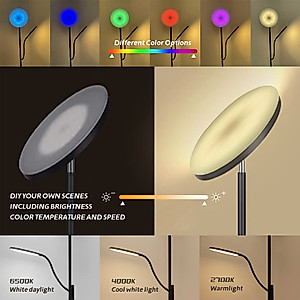 2 in 1 RGB Floor Lamp with Reading Lamp 30W/15W Color Changing Mood Sky LED Modern Super Bright Floor Lamps-Tall Standing Pole Light with Remote & Touch Control for Living Room,Bed Room,Home Office
