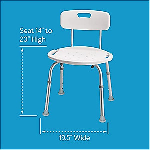 Carex Bath Chair and Shower Chair with Back - Shower Seat for Elderly, Handicap, and Disabled, 300lbs, Easy Assembly, White