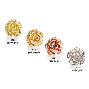 Solid 14K Yellow Gold Rose Flower Stud Earrings Handcrafted style 3/8 inch with Post and Friction Back | 2.0g