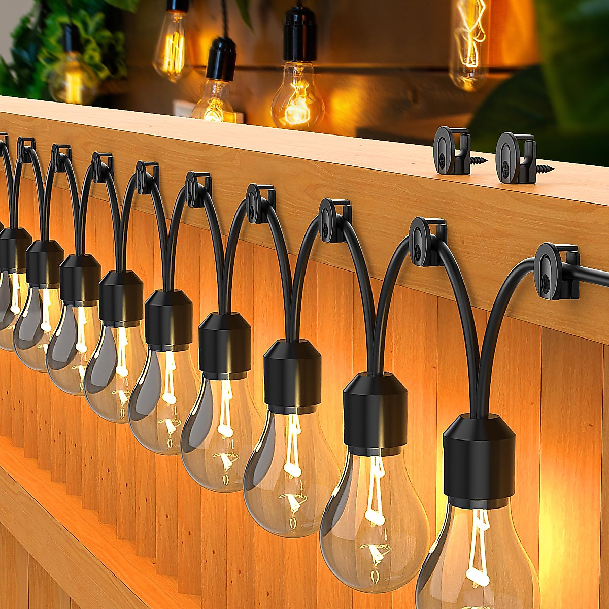 Lewufe Outdoor String Lights Hangers, Christmas Light Clips, Lights Hanger Hooks for Hanging Christmas Light, Fairy Lights, Outdoor Patio Lights, 30 Pack, Black