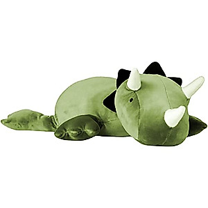 Plupiapio 2lbs Cute Soft Dinosaur Weighted Stuffed Animals, 14 inch Green Dino Stuffed Plush Animal Throw Pillows, Kawaii Plushies Hugging Toy Gifts for Kids