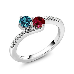 Gem Stone King 925 Sterling Silver Customized and Personalized Promise Love Bypass Birthstone Fashion Mothers Ring For Women (Size 8)