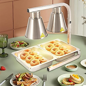 vhdurike Heat Lamp Food Warmer, Electric Food Warmer Light with Food Pan, Commercial Gold Food Heat Lamp, Food Warmer Lamp for Home, Restaurant