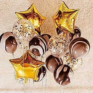 SBYURE 4 Pack 36" Large Moon Foil Balloons and 12 Pack 10" Gold Foil Star Balloons Mylar Balloon for Party Decoration Baby Shower Birthday Party Celebration,Gold,16 Pieces
