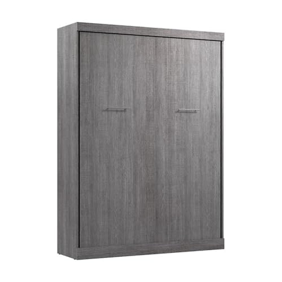 Pemberly Row Queen Size Wall Bed with Wooden Slats in Engineered Wood, in Gray, No Box Spring Needed, Easy Assembly