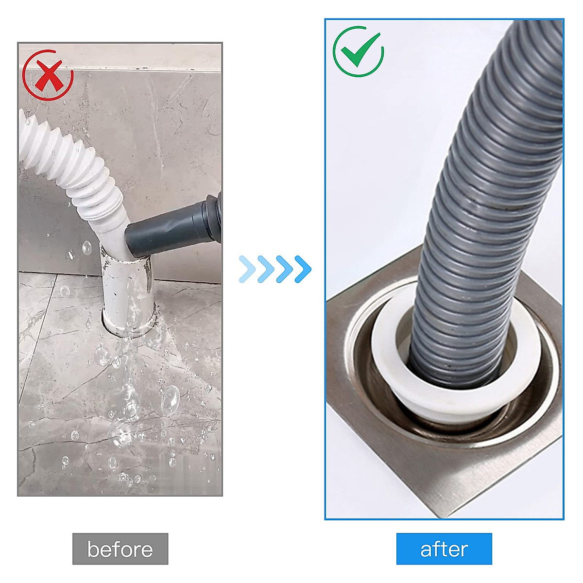 3Pcs Drain Pipe Hose Silicone Plug Sewer Seal Ring for Washing Universal Fit Drain Hose Machine Laundry Room Bathroom Bathtub Kitchen Cleaning Tools(Black White Blue)