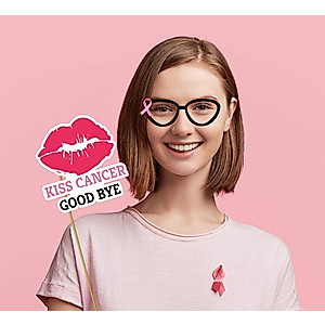 45PCS Breast Cancer Awareness Props - Pink Ribbon Photo Booth Fundraiser Charity Event Party Supplies Decorations