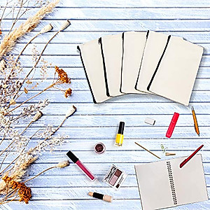 10 Pack Blank DIY Craft Bag Cotton Canvas Pen Pencil Case - Multipurpose Travel Black Zipper Bags Makeup Bag Invoice Bill Bag Gift Bags