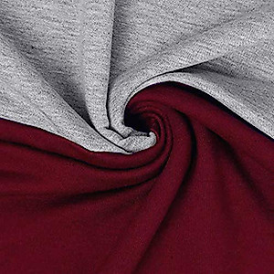 FraftO Womens Hoodie Top Spell Color Stripes Large Size Long Sleeve Sweatshirt Drawstring Pocket Simple Pullover Wine
