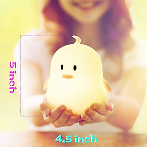 Penguin LED Night Light, Cute Nursery Color Changing Night Light with Tap Control, USB Rechargeable Portable Squishy Silicone Soft Lamp Gifts Bedroom