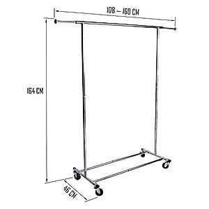 DRM Folding/Collapsible Clothing/Garment Rack,250 lbs Heavy-Duty Rolling Clothes Organizer Rack,Chrome