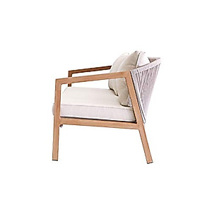 Quality Outdoor Living 65-YZ04OH Oak Hill 4-Piece Outdoor Deep Seating Conversation Set, Medium, Faux Wood + Rope